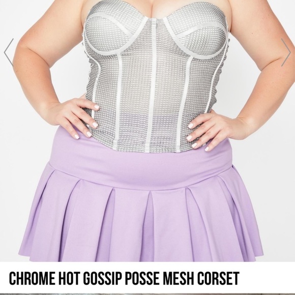 Dolls Kill | Tops | Dolls Kill Metallic Silver Mesh Corset Top 2x ...
